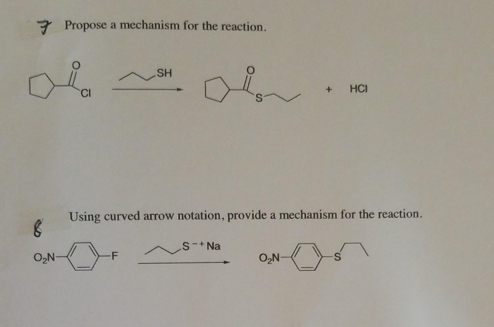 Solved 7 Propose a mechanism for the reaction. +HCl Using | Chegg.com