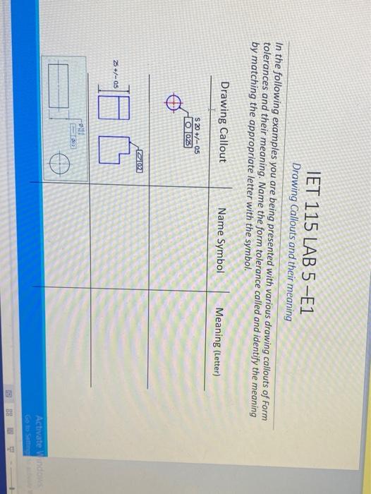 Solved IET 115 LAB 5-E1 Drawing Callouts and their meaning | Chegg.com