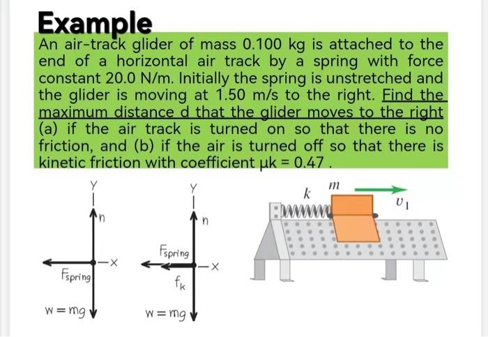 Solved Example An air-track glider of mass 0.100 kg is | Chegg.com