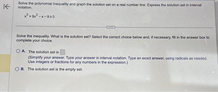 Solved Solve the polynomial inequality and graph the | Chegg.com