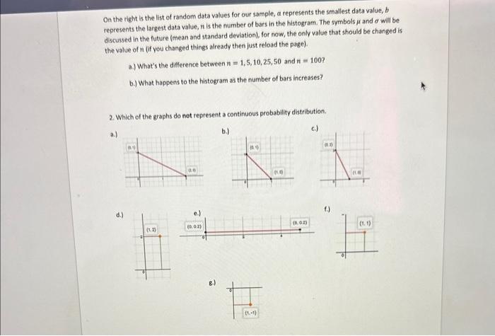 Solved On the right is the list of random data values for | Chegg.com