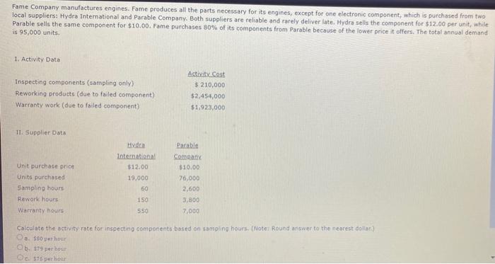 Solved Fame Company manufactures engines. Fame produces all | Chegg.com