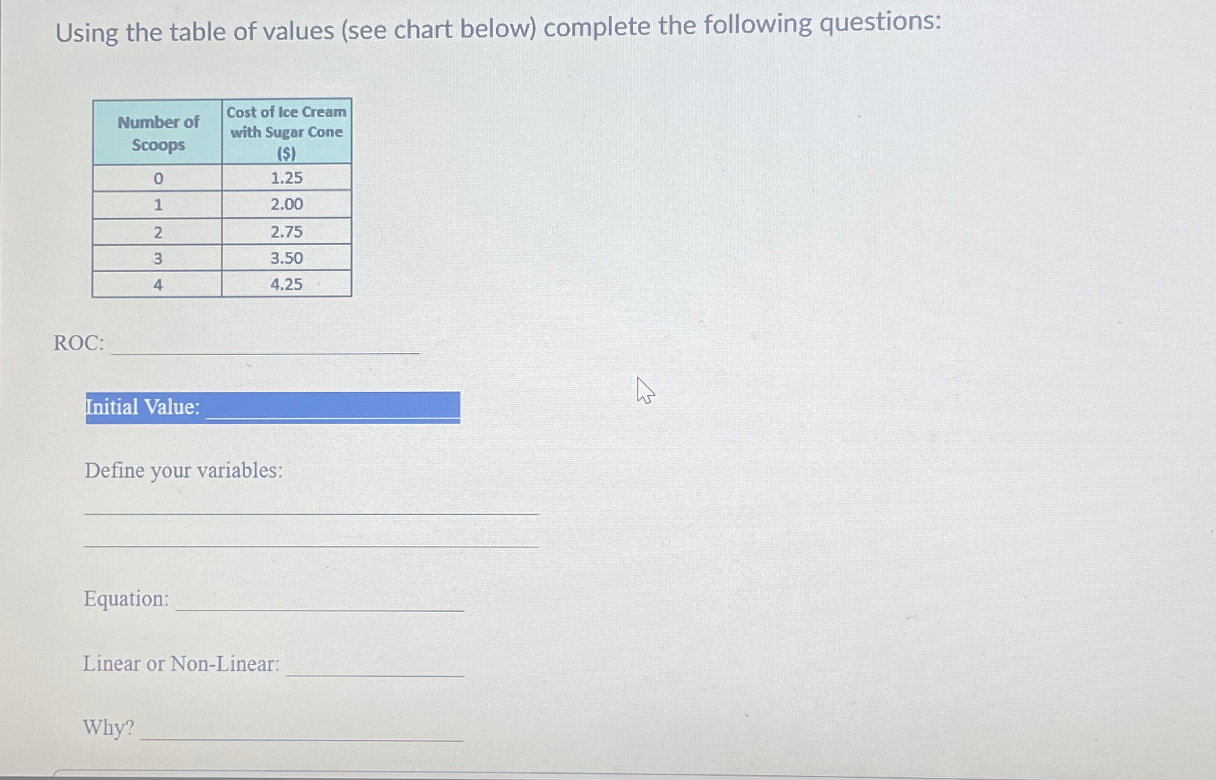 Solved Using the table of values (see chart below) ﻿complete | Chegg.com