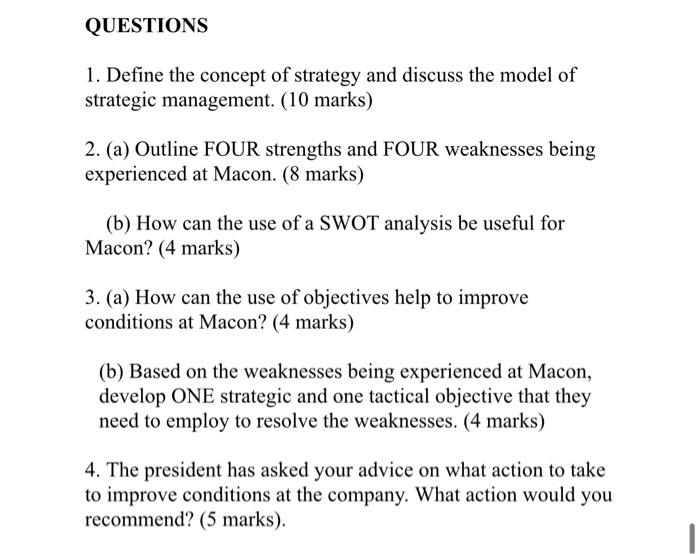 Solved Macon Inc. Macon was a fifty-year-old company in the | Chegg.com