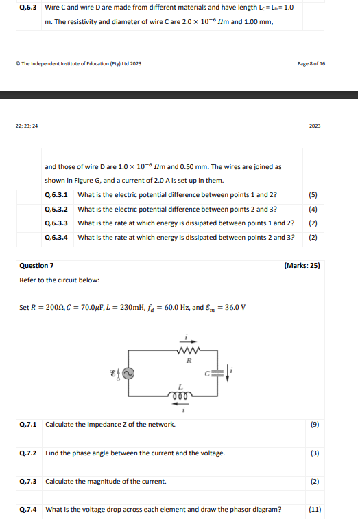 Solved Q.6.3 ﻿Wire C ﻿and wire D ﻿are made from different | Chegg.com