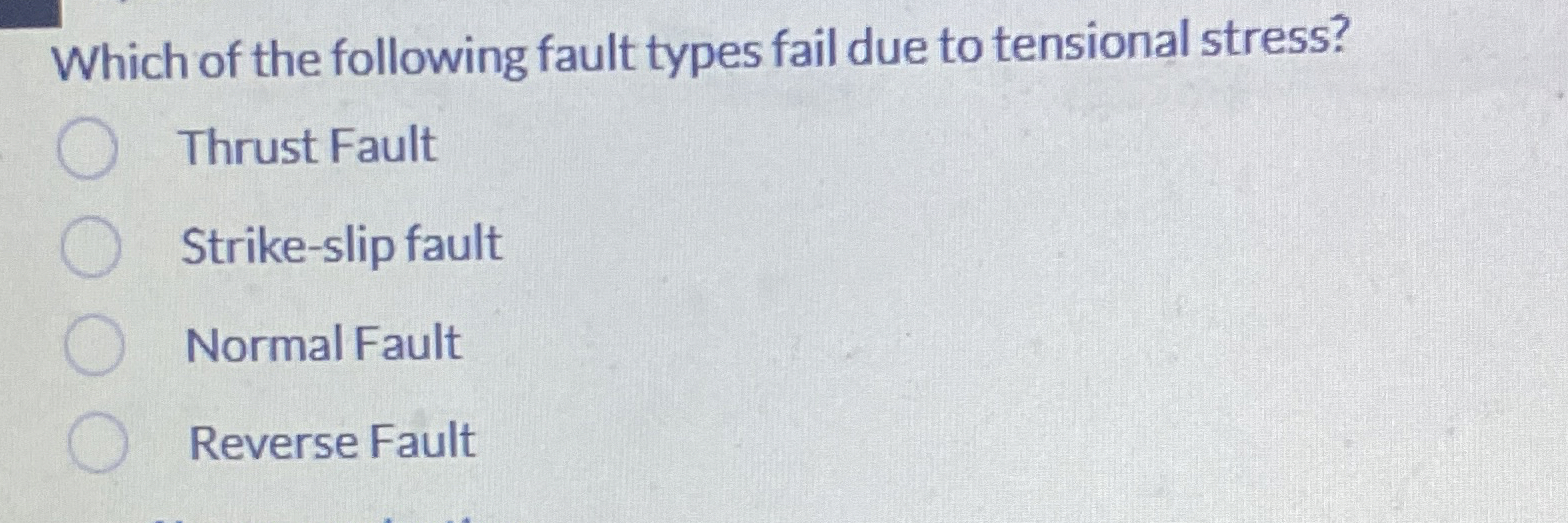 Solved Which of the following fault types fail due to | Chegg.com