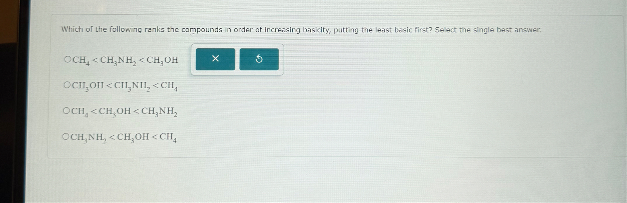 Solved Which of the following ranks the compounds in order | Chegg.com