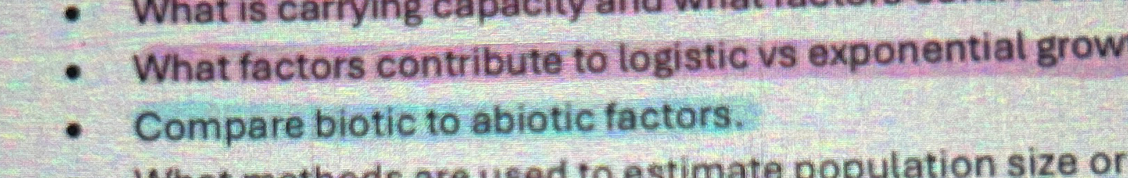 Solved Compare biotic to abiotic factors. | Chegg.com