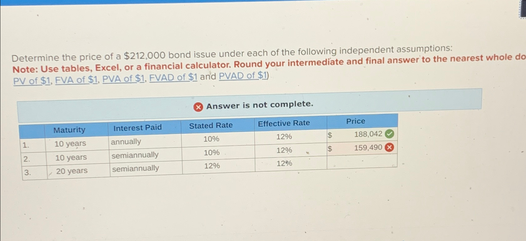 Solved Determine the price of a $212,000 ﻿bond issue under | Chegg.com