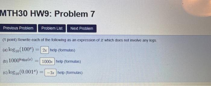 Solved MTH30 HW9: Problem 7 Previous Problem Problem List | Chegg.com