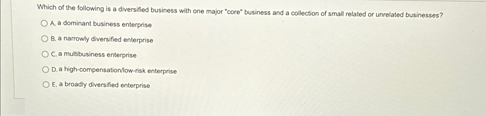 Solved Which of the following is a diversified business with | Chegg.com