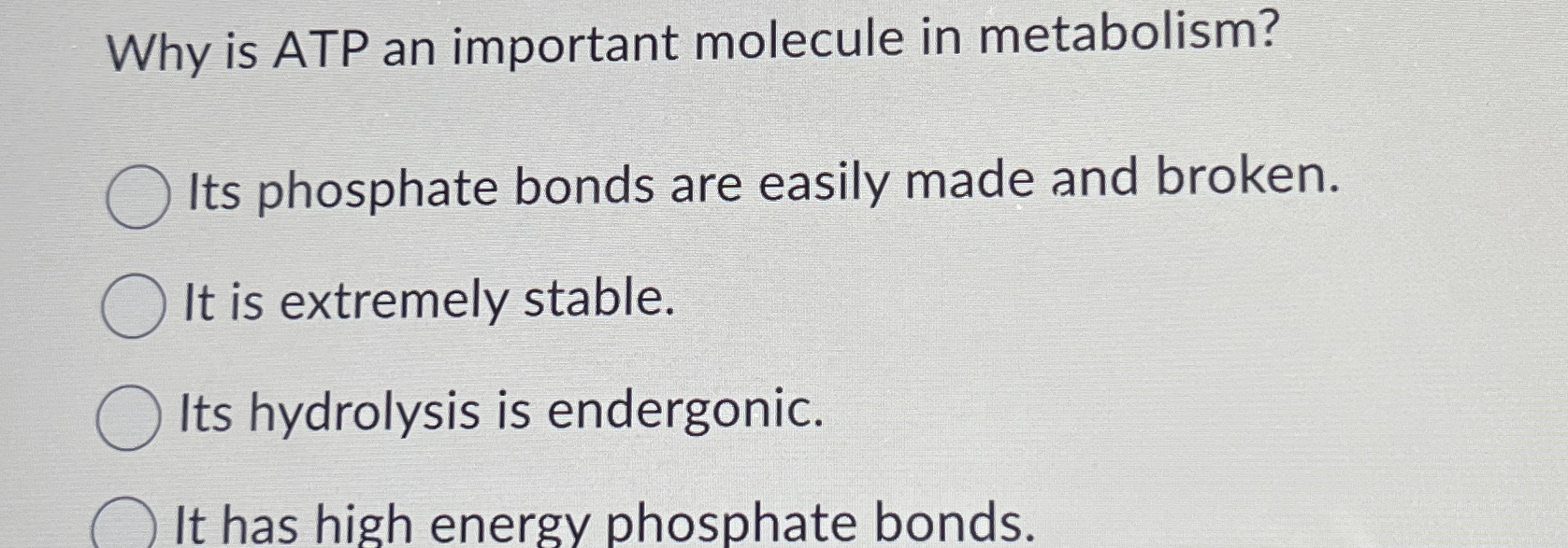 Solved Why is ATP an important molecule in metabolism?Its | Chegg.com