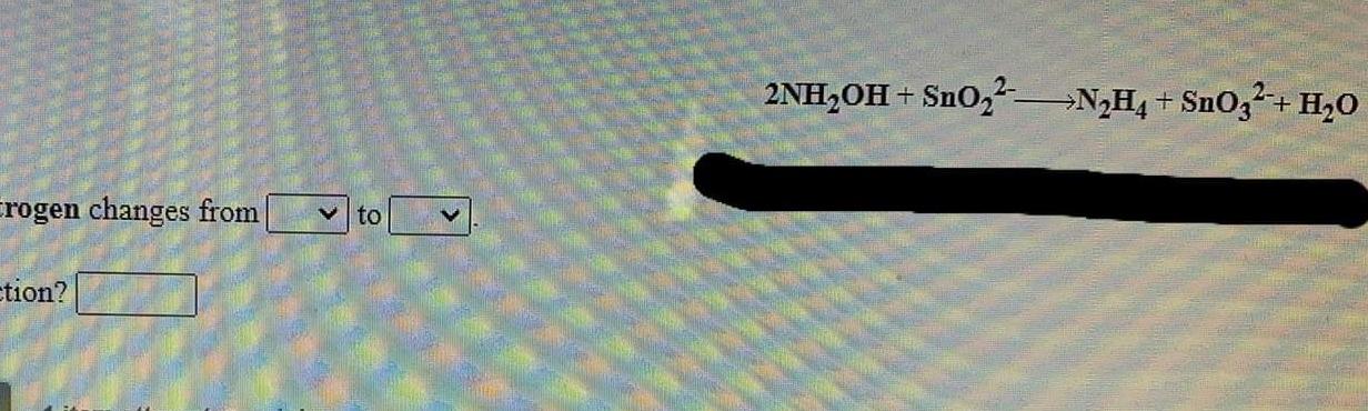 Solved 2NH,OH + SnO2?NH4 + Sn0,2+ H20 T Erogen changes from | Chegg.com