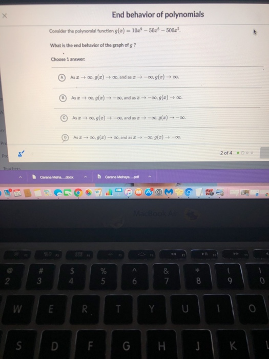 Solved End behavior of polynomials Consider the polynomial | Chegg.com