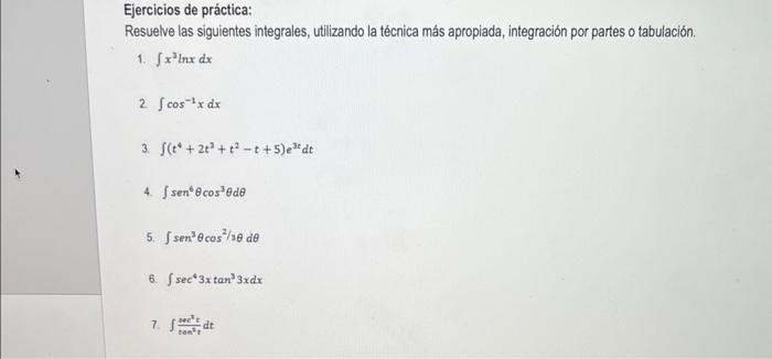 Solved Solve the following integrals, using the most | Chegg.com
