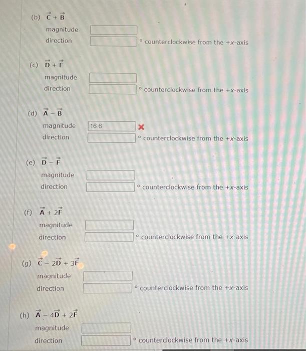 Solved (b) C+B magnitude direction ' counterclockwise from | Chegg.com