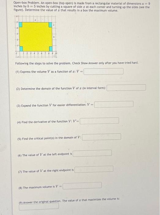 Solved Open-box Problem. An open-box (top open) is made from | Chegg.com