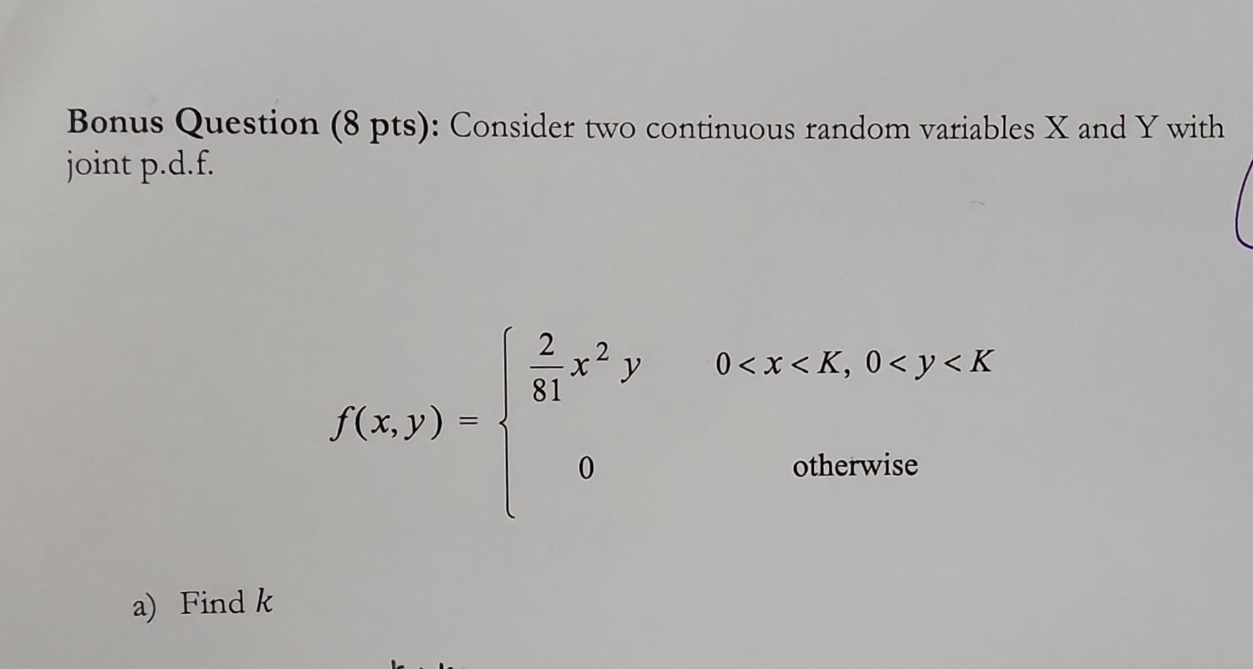 Solved Bonus Question (8 pts): Consider two continuous | Chegg.com