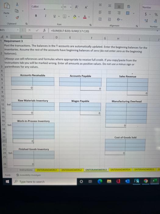 Solved Uuing Excel to calculate a predetermined overhead | Chegg.com