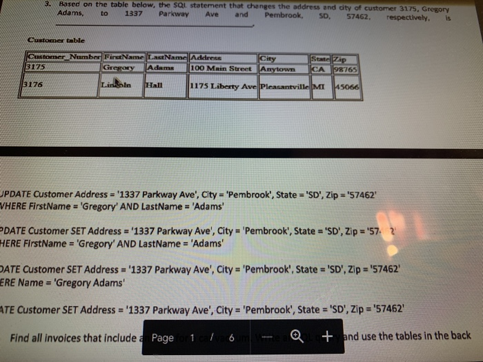 Solved 3. Based on the table below, the SQL statement that | Chegg.com