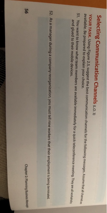 Solved Selecting Communication Channels (1.0.3) YOUR TASK. | Chegg.com