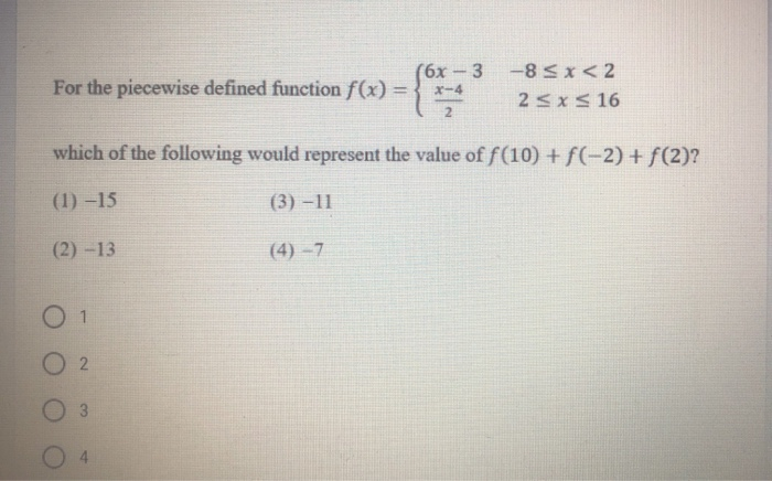 Solved For the piecewise defined function f(x) = (6x - 3 X-4 | Chegg.com