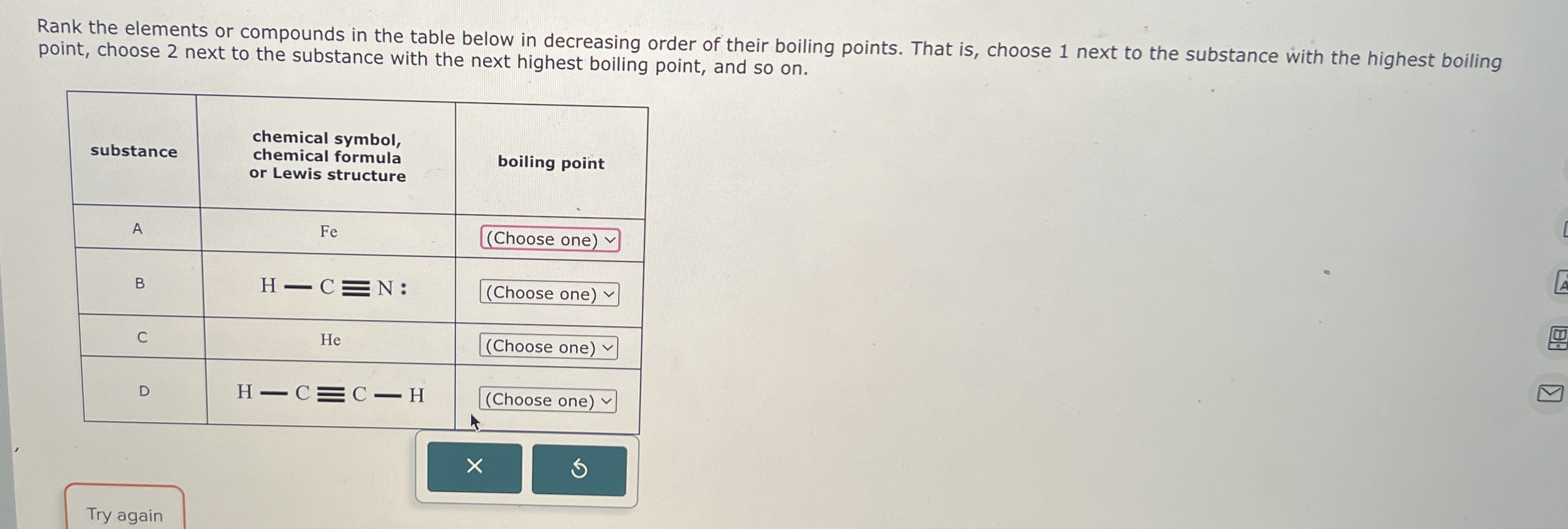 Solved Rank the elements or compounds in the table below in | Chegg.com