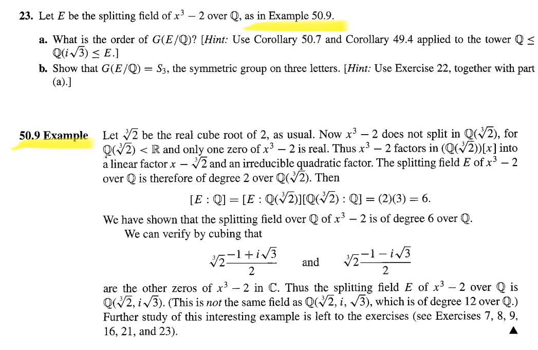 Solved Let E ﻿be the splitting field of x3-2 ﻿over Q, ﻿as in | Chegg.com