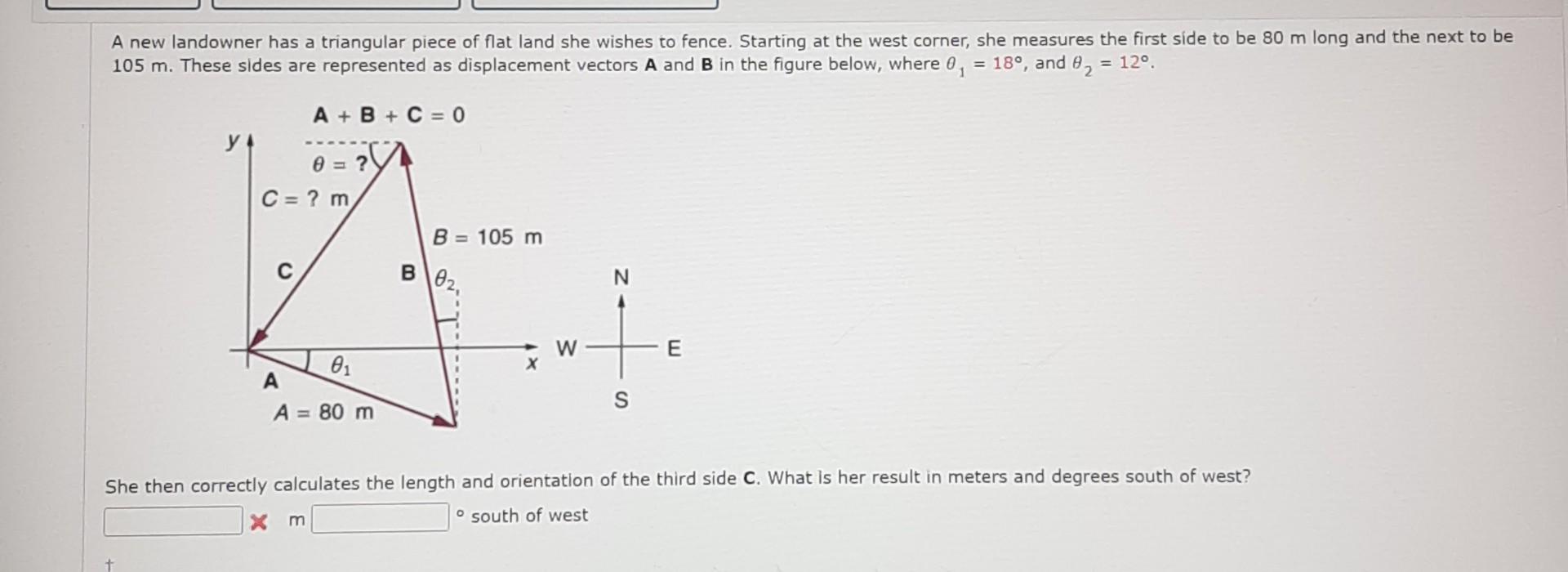 Solved A new landowner has a triangular piece of flat land | Chegg.com