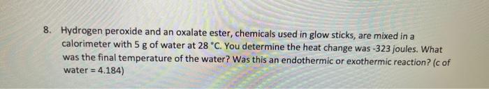 Solved Hydrogen peroxide and an oxalate ester, chemicals | Chegg.com
