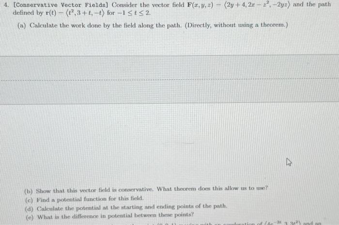 Solved 4 Conservative Vector Fields Consider The Vector 3773