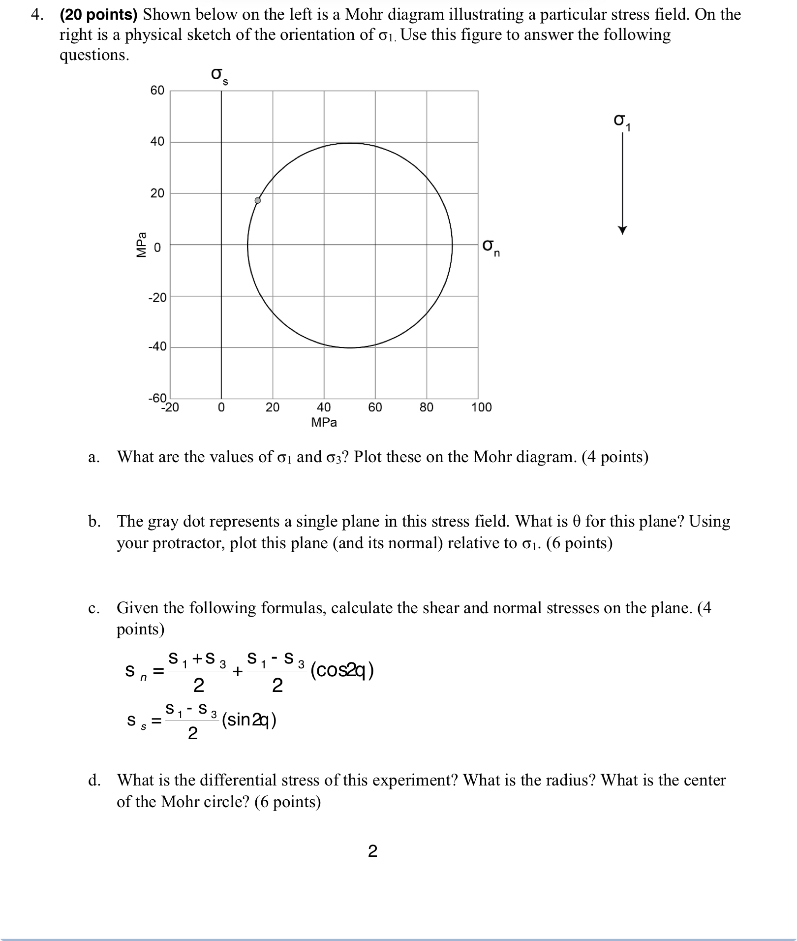 Solved (20 ﻿points) ﻿Shown below on the left is a Mohr | Chegg.com