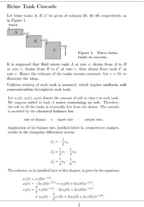 Solved Brine Tank Cascade Let brine tanks A, B, C be given | Chegg.com