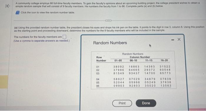 Solved simp'e random sample that will consivt of 9 faculty | Chegg.com