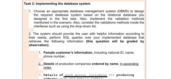 Solved 1. Choose an appropriate database management system | Chegg.com