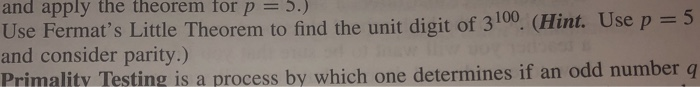 Solved use fermats little theorem to find the unit digit of | Chegg.com