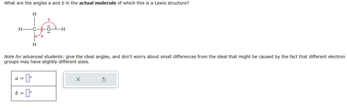Solved What are the angles a and b in the actual molecule of | Chegg.com