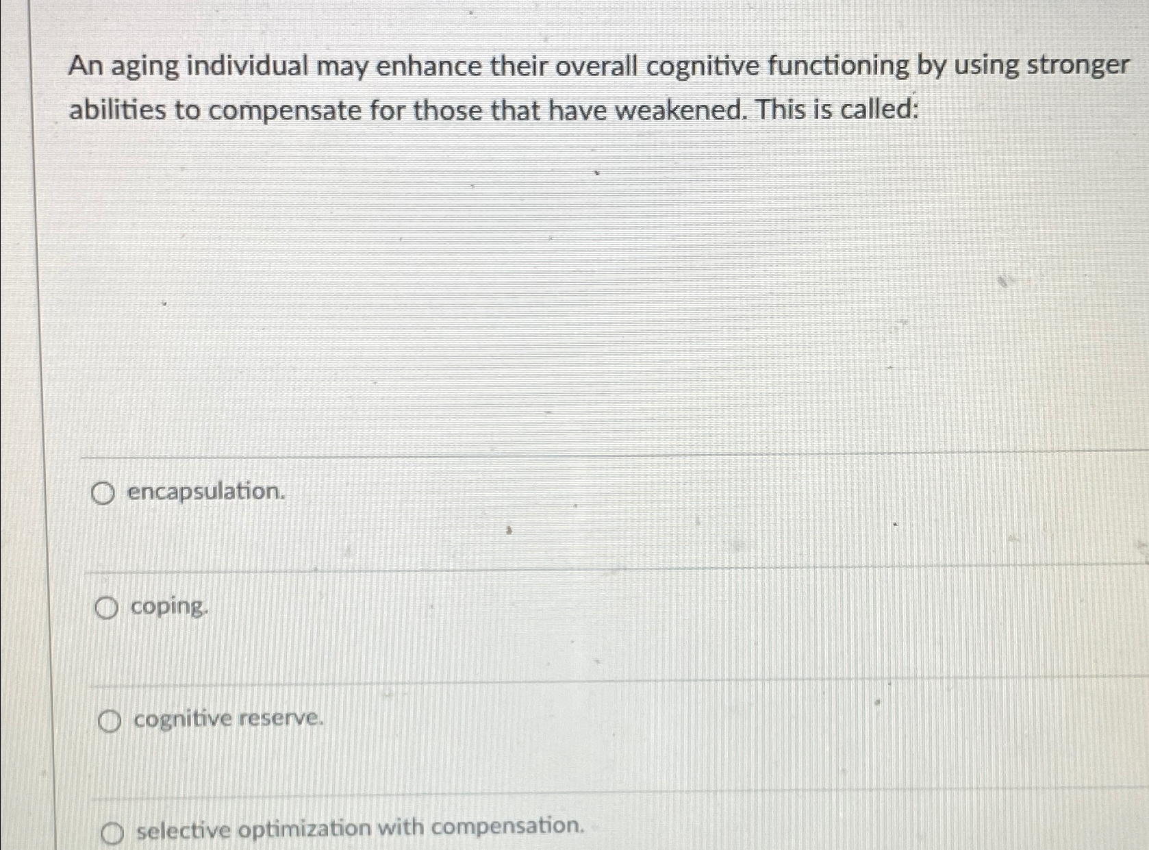 Solved An aging individual may enhance their overall | Chegg.com