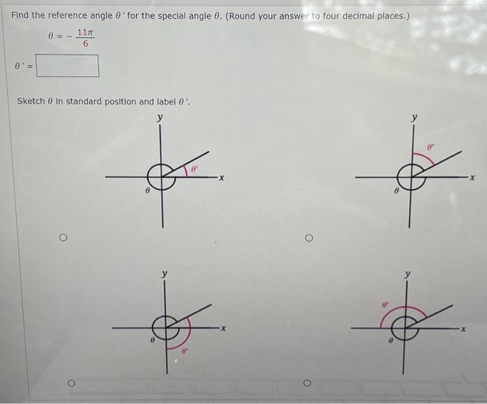 Solved Find the reference angle θ′ for the special angle θ. | Chegg.com