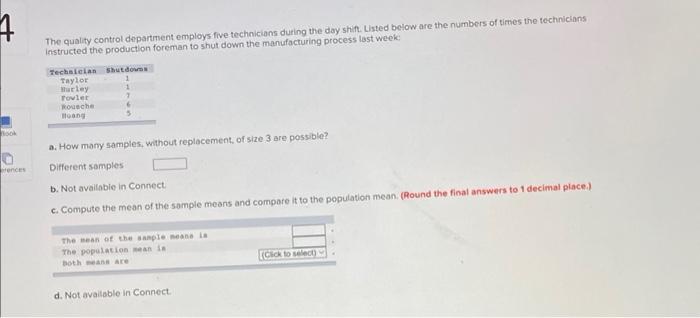 Solved The quality control department employs five | Chegg.com