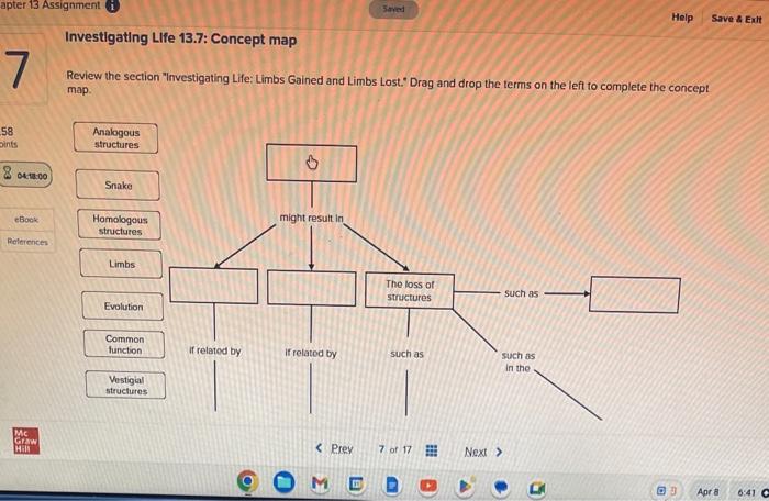 Investigating Life 13.7: Concept map Review the | Chegg.com Investigating Life 13.7: Concept map Review the | Chegg.com
