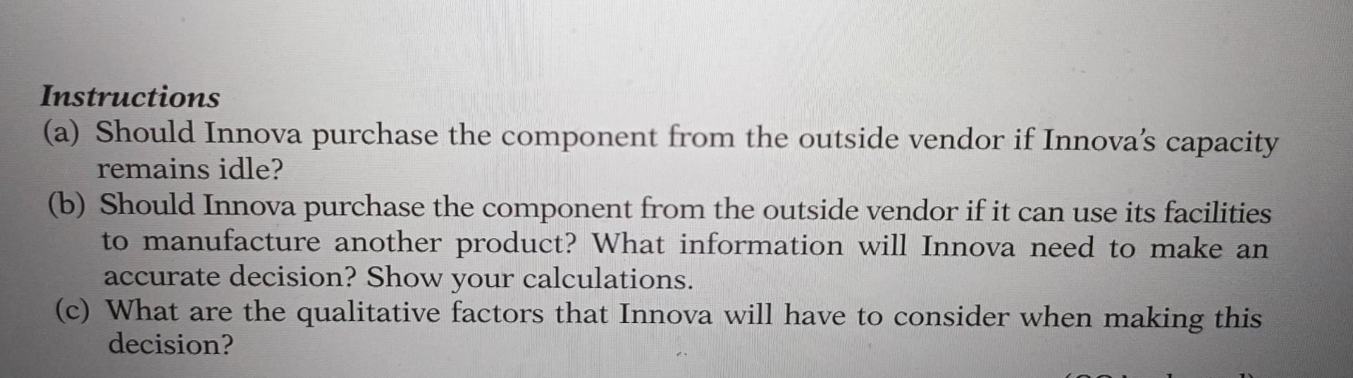 E7-8 Innova uses 1,000 units of the component IMC2 | Chegg.com