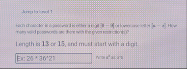 Solved Jump to level 1Each character in a password is either | Chegg.com