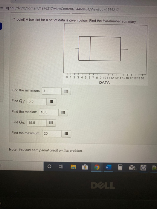 Solved The answer above is NOT correct. (1 point) A boxplot | Chegg.com