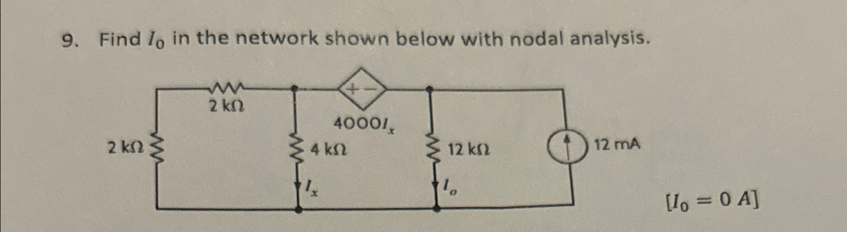Solved Find I0 ﻿in the network shown below with nodal | Chegg.com