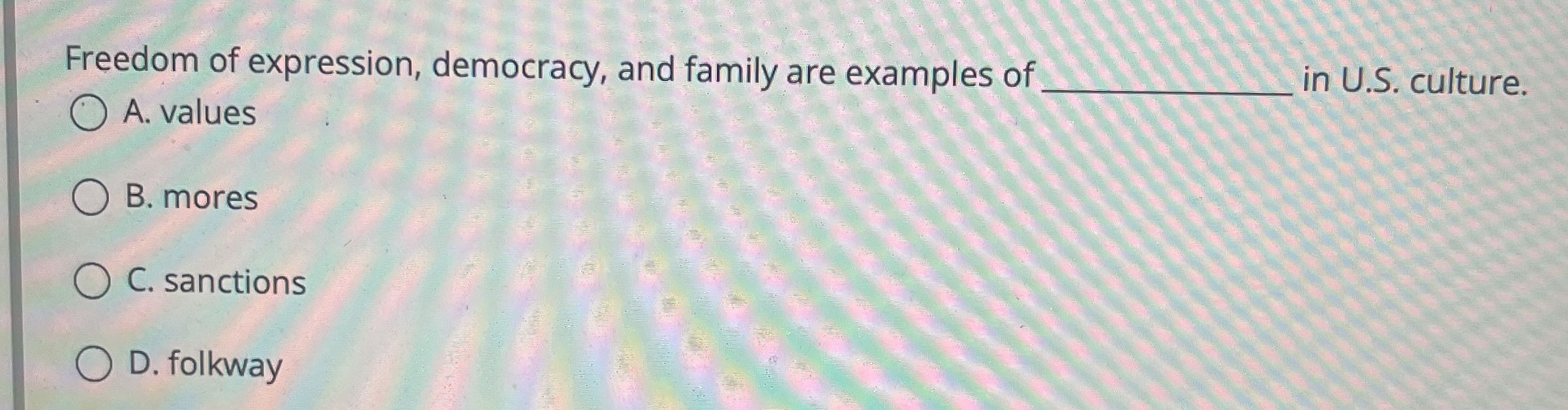 Solved Freedom of expression, democracy, and family are | Chegg.com