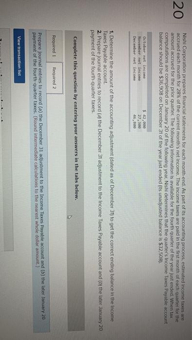 Solved 20 Nisht Corporation prepares financial statements | Chegg.com
