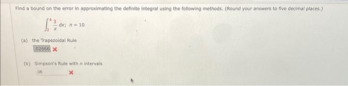 Solved Find a bound on the error in approximating the | Chegg.com