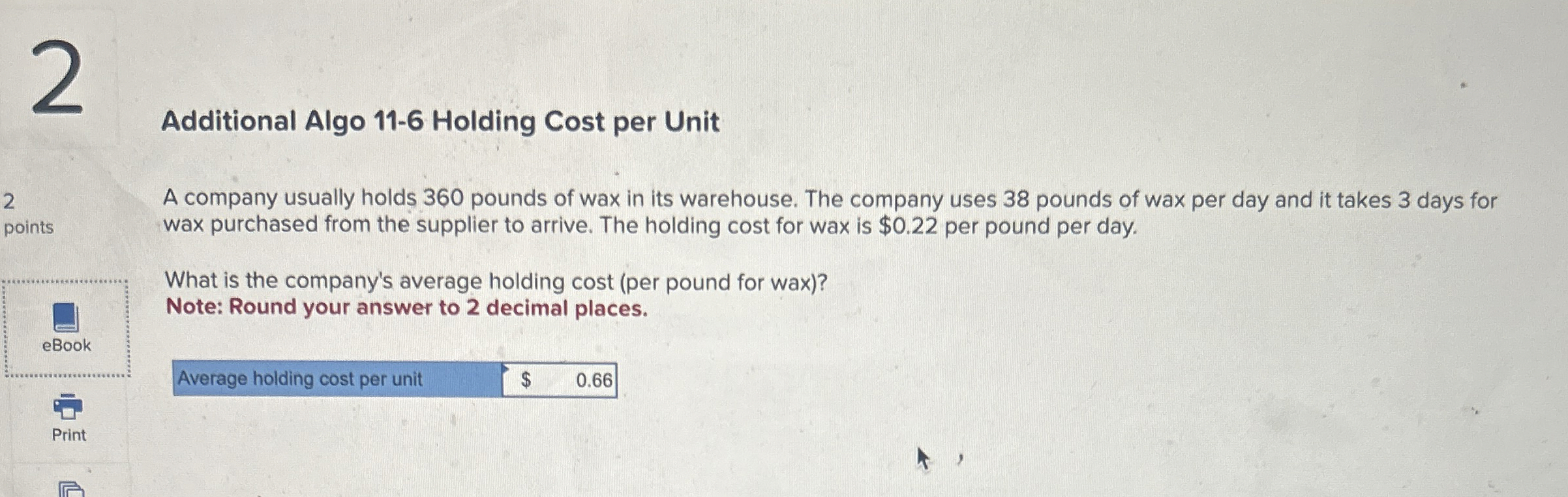 Solved Additional Algo 11-6 ﻿Holding Cost per UnitA company | Chegg.com