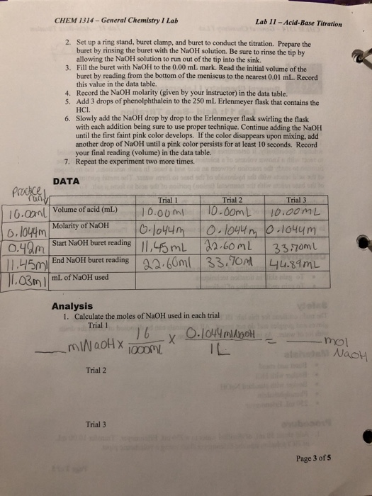 Solved CHEM 1314 - General Chemistry I Lab Lab 11 - | Chegg.com